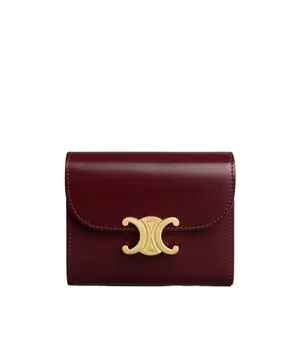 Celine Small Flap Wallet Triomphe In Shiny Calfskin