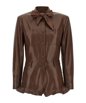 SELF-PORTRAIT Lavallière Belted Short Jumpsuit