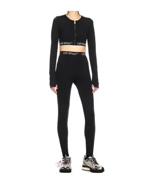 Off-White Logo Band Zip Crop Top