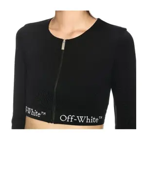Off-White Logo Band Zip Crop Top