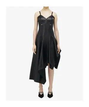 Alexander McQueen Leather Asymmetrical Dress