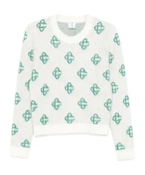 Casablanca Teal-patterned Crewneck Jumper - White