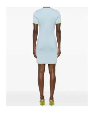 Casablanca Pearl-embellishment Mini Dress - Blue