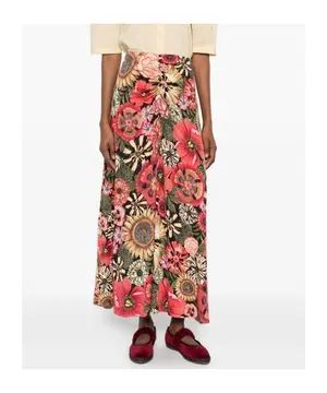 Farm Rio Floral Pattern Midi Skirt