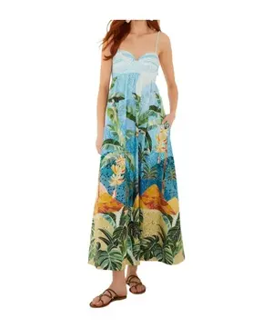Farm Rio Rio Mosaic Printed Midi Dress - Green