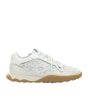 Pinko Lace-panelled Sequin-embellished Sneakers - White