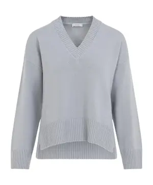 Peserico Ribbed-knit V-neck Sweater - Sky Blue