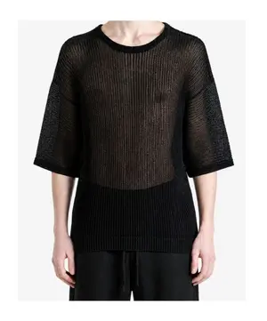 Issey Miyake Pleated Semi-sheer T-shirt - Black