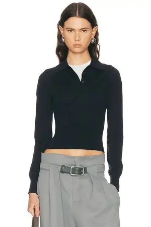 Givenchy Long Sleeve Polo Top - Navy
