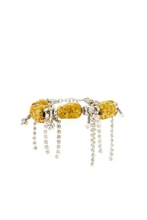Dries Van Noten Handmade Strass Fringed Bracelet - Ocra