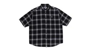 A BATHING APE One Point Ombre Check Light Flannel Short Sleeves Shirt
