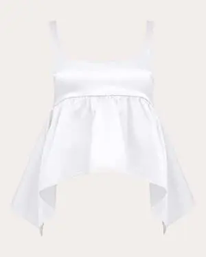 Azeeza Esme Cupro Satin Empire-waist Peplum Top - White