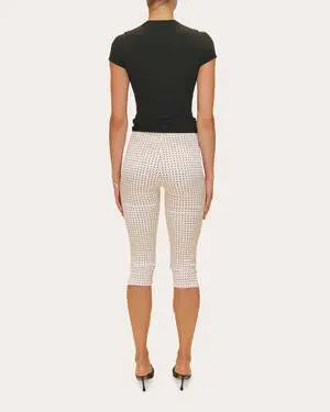 Azeeza Shreya Polka Dot Crepe Capri Pants Polyester