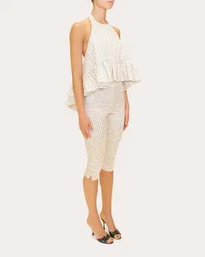 Azeeza Shreya Polka Dot Crepe Capri Pants Polyester