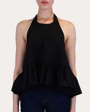 Azeeza Winston Poplin High-low Halter Top
