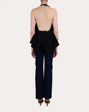 Azeeza Winston Poplin High-low Halter Top
