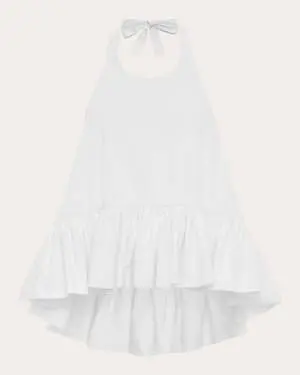 Azeeza Winston Poplin High-low Halter Top - White