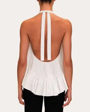 Azeeza Winston Poplin High-low Halter Top