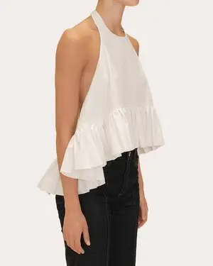 Azeeza Winston Poplin High-low Halter Top