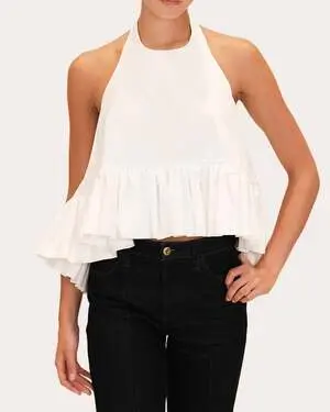 Azeeza Winston Poplin High-low Halter Top