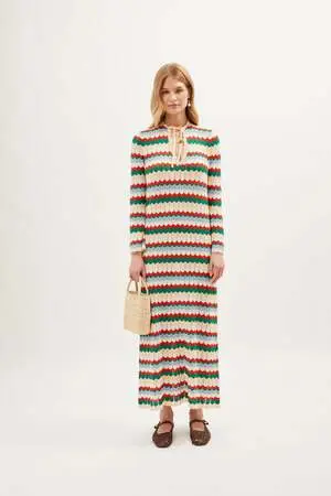 Rixo Lucila Retro Chevron Knit Midi Dress - Multi