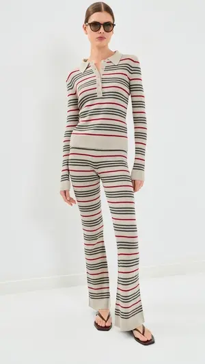 THE ELDER STATESMAN Striped Ribbed Knit Polo