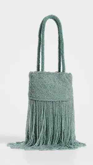 REFORMATION Valentina Mini Beaded Hand Bag With Fringe
