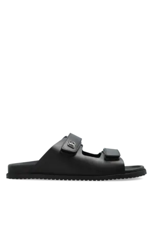 Dolce & Gabbana Leather Slides With Logo