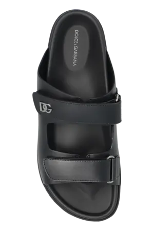 Dolce & Gabbana Leather Slides With Logo