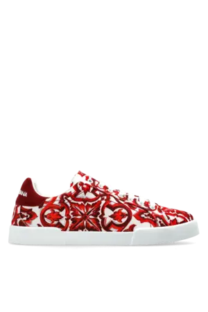 Dolce & Gabbana Portofino Floral Mosaic Sneakers - Red