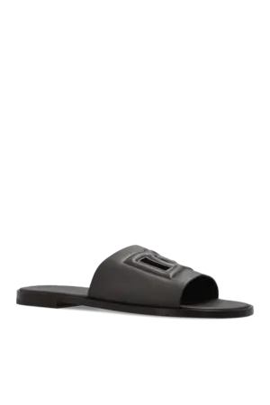 Dolce & Gabbana Leather Slides With Logo
