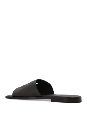 Dolce & Gabbana Leather Slides With Logo