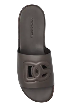 Dolce & Gabbana Leather Slides With Logo