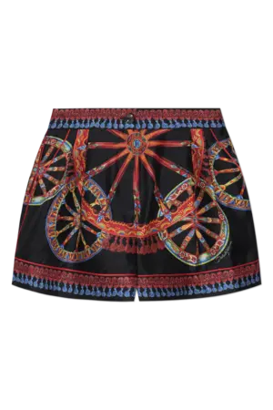 Dolce & Gabbana Silk Shorts With 'carretto' Print - Multicolour