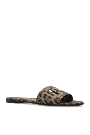 Dolce & Gabbana Leather Slides With Animal Print