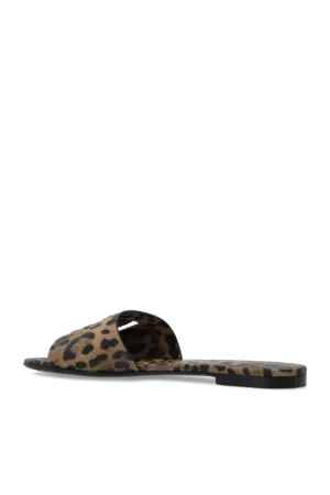 Dolce & Gabbana Leather Slides With Animal Print