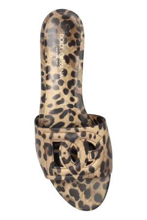 Dolce & Gabbana Leather Slides With Animal Print