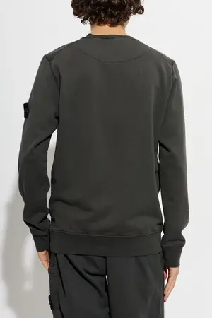 Stone Island Crewneck Sweatshirt With Sleeve Patch - Grey