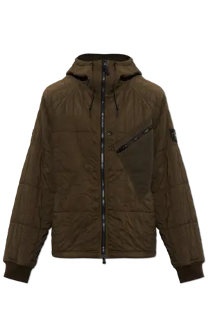 Stone Island Quilted Jacket With Hood - Brown
