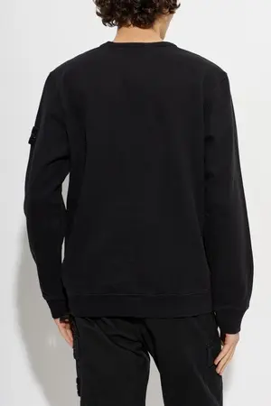 Stone Island Sweatshirt With Logo Patch - Black