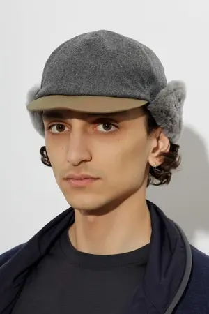 Sease Wool Aviator Cap With Faux Fur Lining