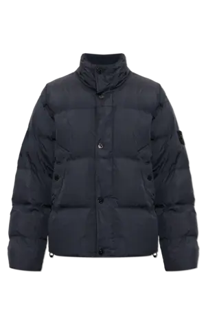 Stone Island Down Jacket With Stand-up Collar - Navy Blue