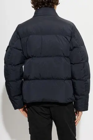 Stone Island Stand-up Collar Down Jacket - Navy Blue