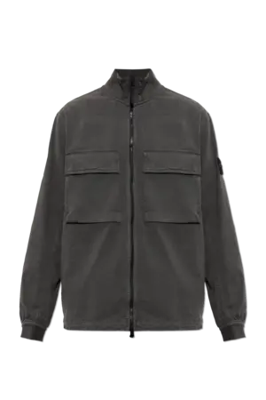 Stone Island Jacket With A Stand-up Collar - Grey