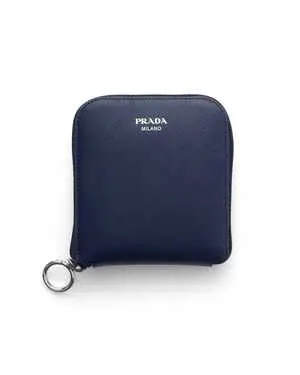 Prada Saffiano Leather Pendant With Re-nylon Tote Bag - Blue