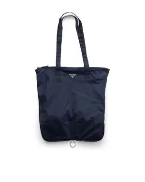 Prada Saffiano Leather Pendant With Re-nylon Tote Bag