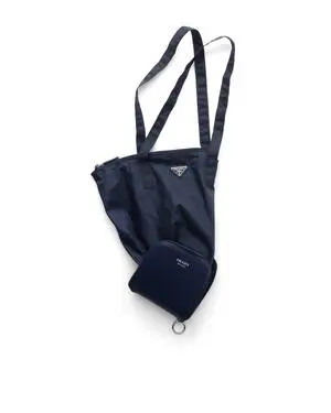 Prada Saffiano Leather Pendant With Re-nylon Tote Bag