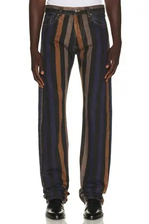 Versace Rigid Denim Jeans With Stripe Print - Multicolor
