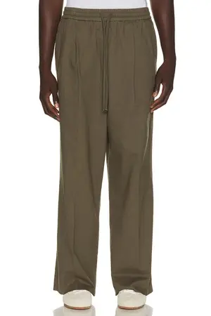 Fear Of God Pleat Front Drawstring Pant In Grey - Moss