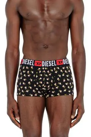 DIESEL® Three-pack Of Stretch Cotton Trunks With Floral Print - Black